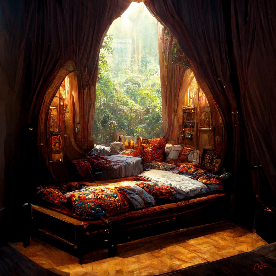 IN STOCK: Tolkien-inspired Bedroom R-4 Human/ai Hybrid Art Print or Gallery Wrapped Canvas - Etsy