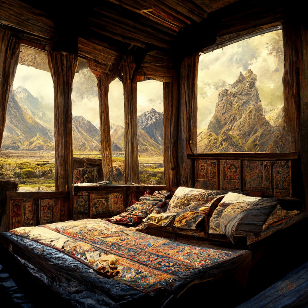 Tolkien-inspired Bedroom E-2 Human/ai Hybrid Art Print or Gallery Wrapped Canvas - Etsy