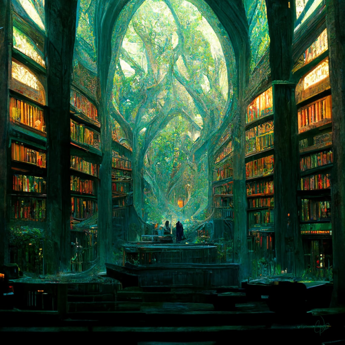 IN STOCK: Tolkien-inspired Library 8 Human/ai Hybrid Art - Etsy