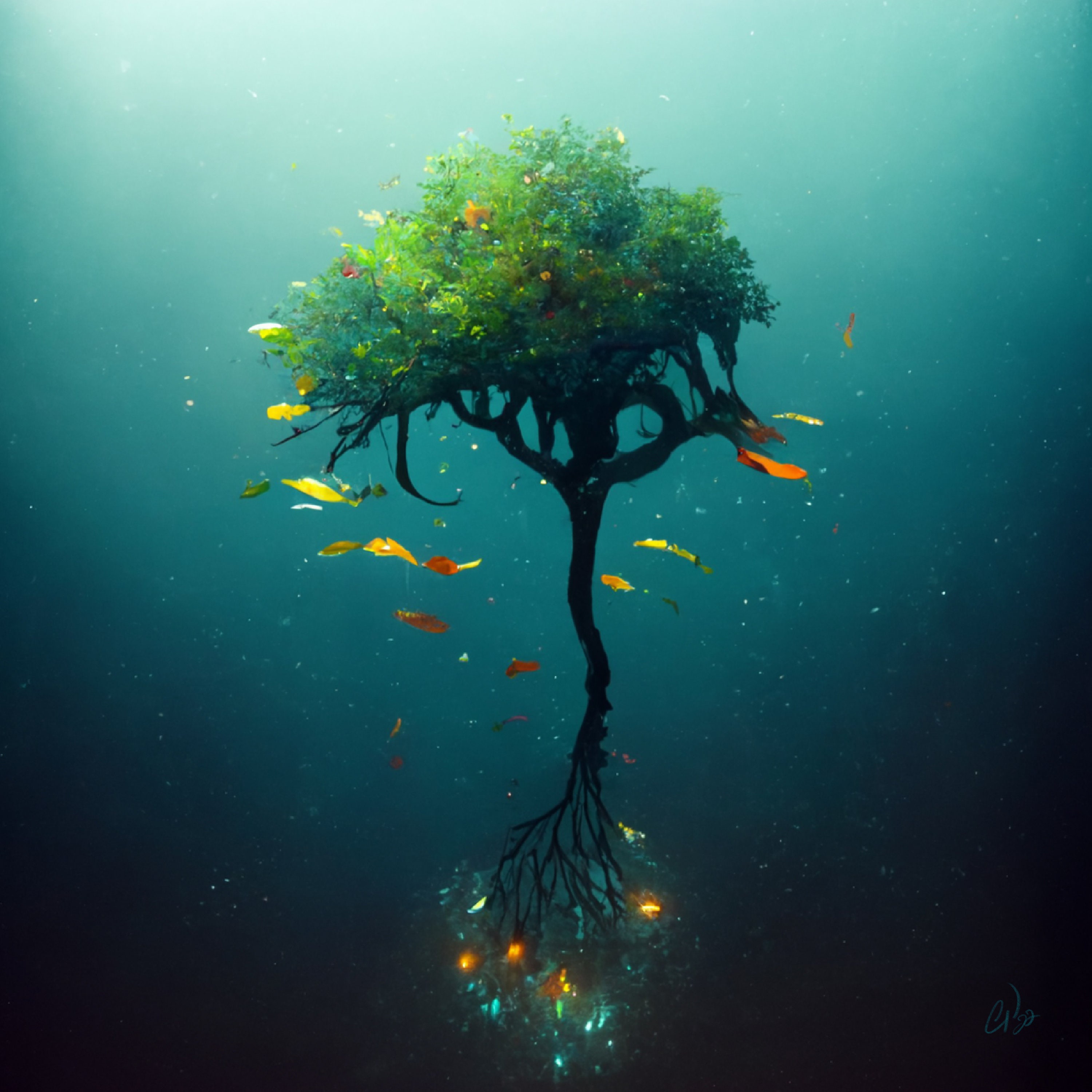 Underwater Tree 9 Human/ai Hybrid Art Print or Gallery Wrapped Canvas ...