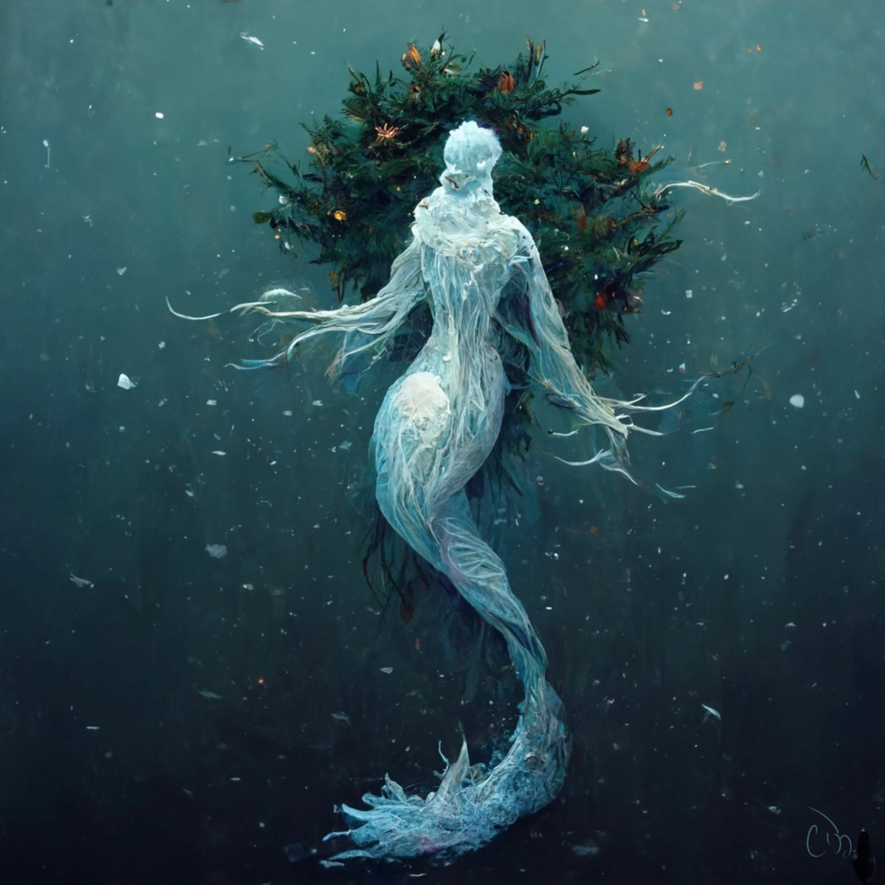 Winter Mermaid Human/ai Hybrid Art Print or Gallery Wrapped Canvas - Etsy