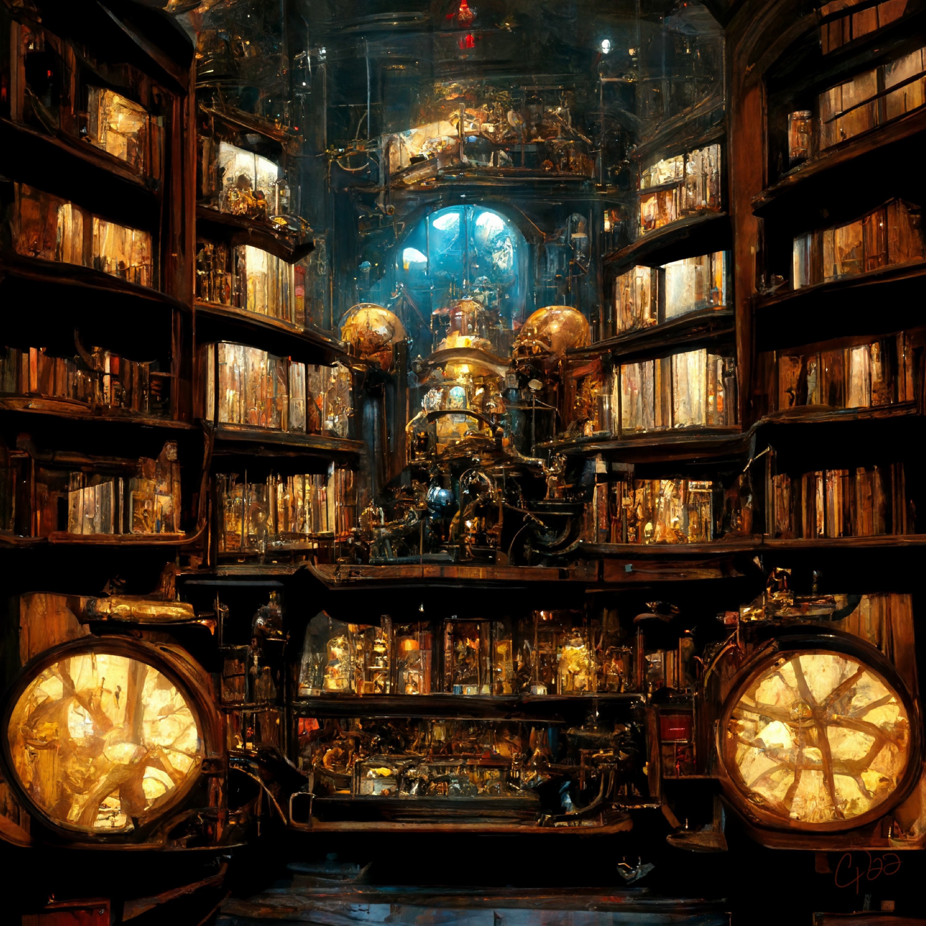 IN STOCK: Steampunk Library 3 Human/ai Hybrid Art Print or Gallery ...