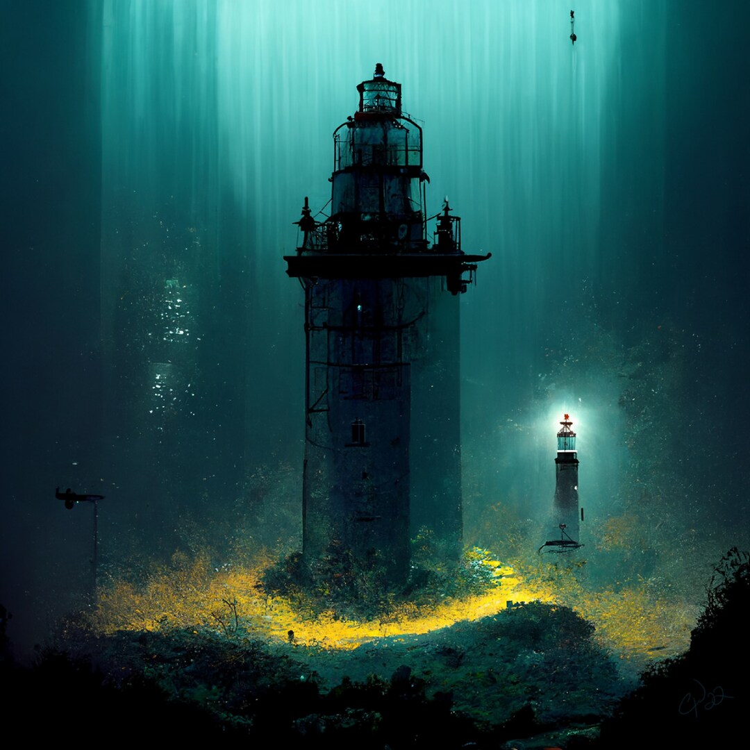 Underwater Lighthouse 3 Human/ai Hybrid Art Print or Gallery - Etsy