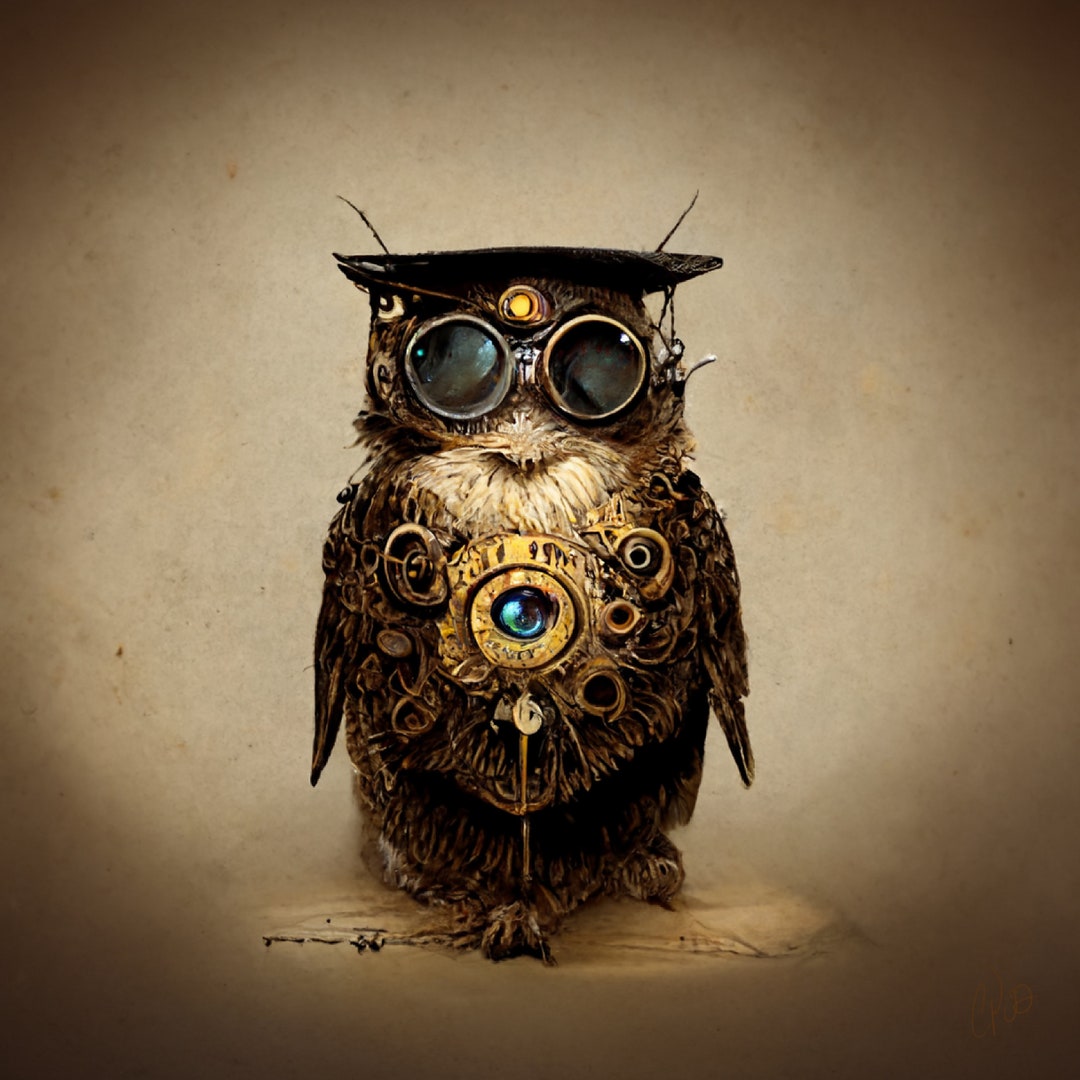 Steampunk Owl Painting
