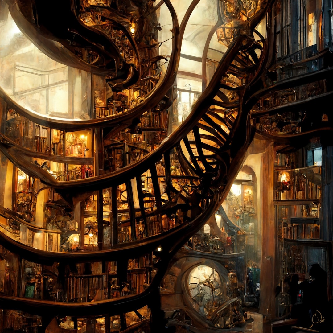IN STOCK: Steampunk Library 20 Human/ai Hybrid Art Print or Gallery ...