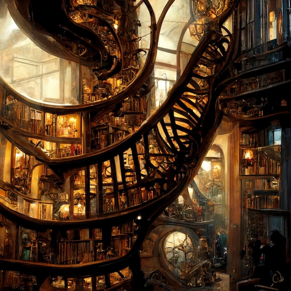 Steampunk Library - Etsy