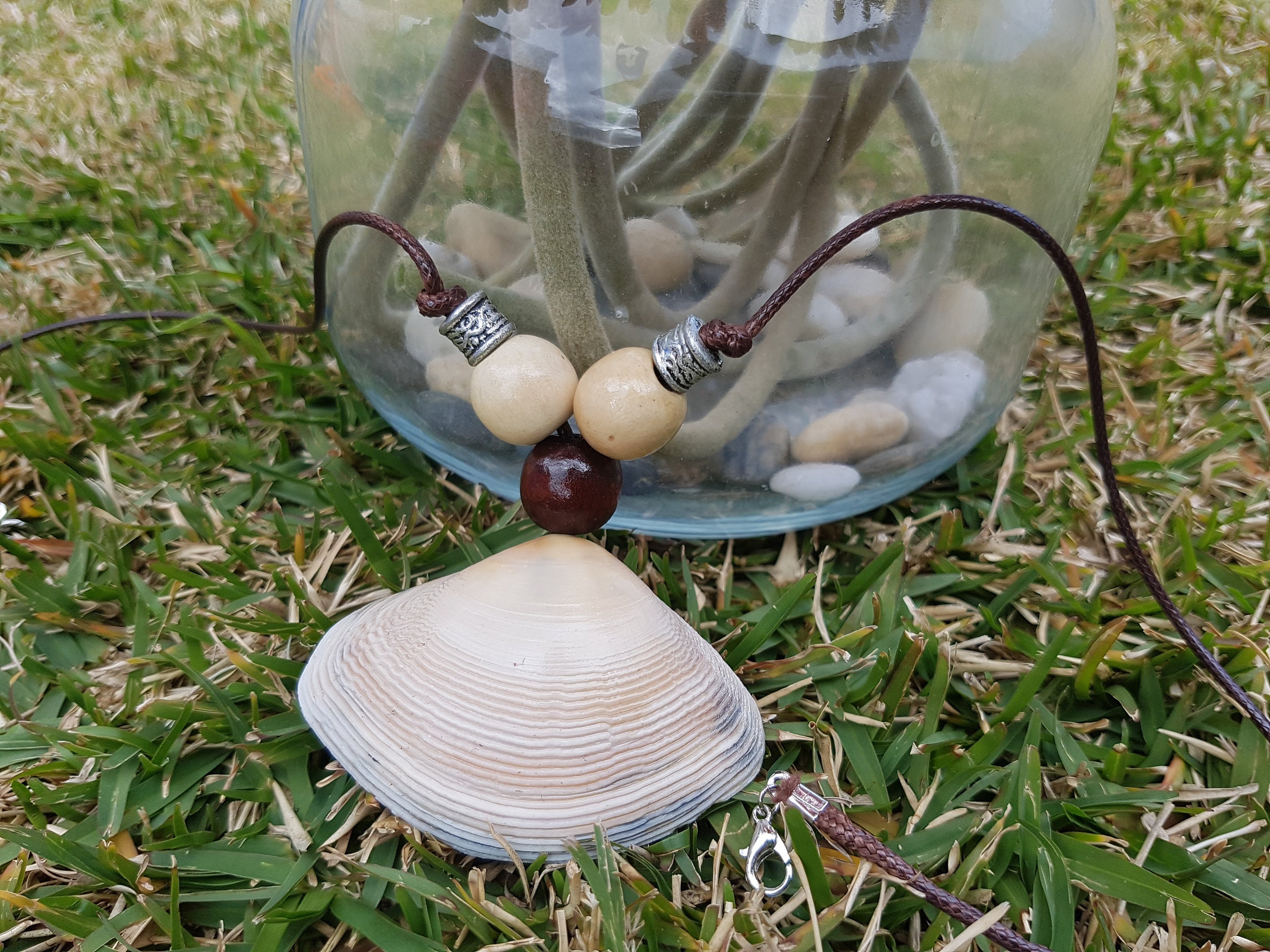 Light Brown Natural Seashell Necklace, Choker Handmade Necklace, Collar ...