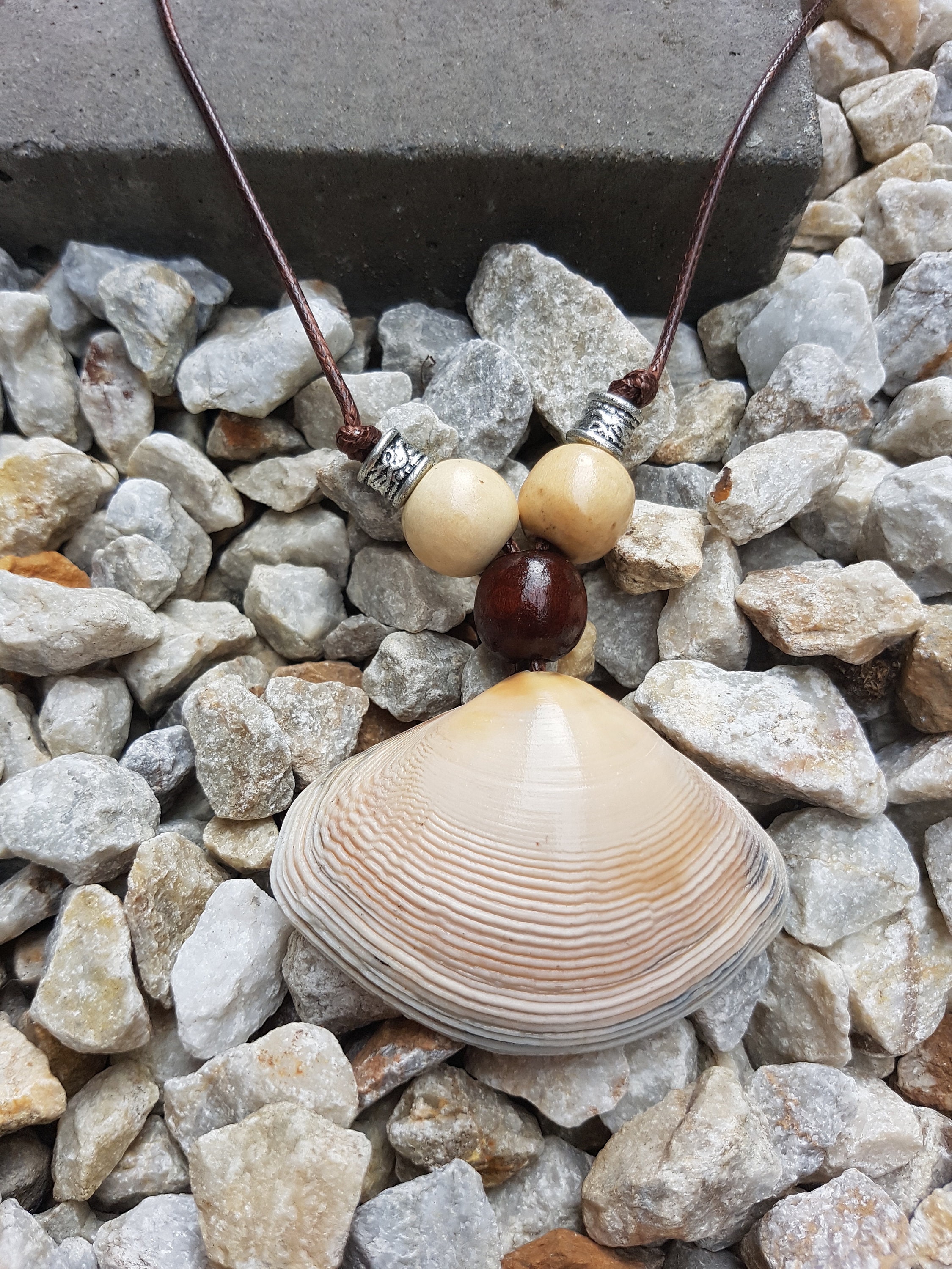 Light Brown Natural Seashell Necklace, Choker Handmade Necklace, Collar ...
