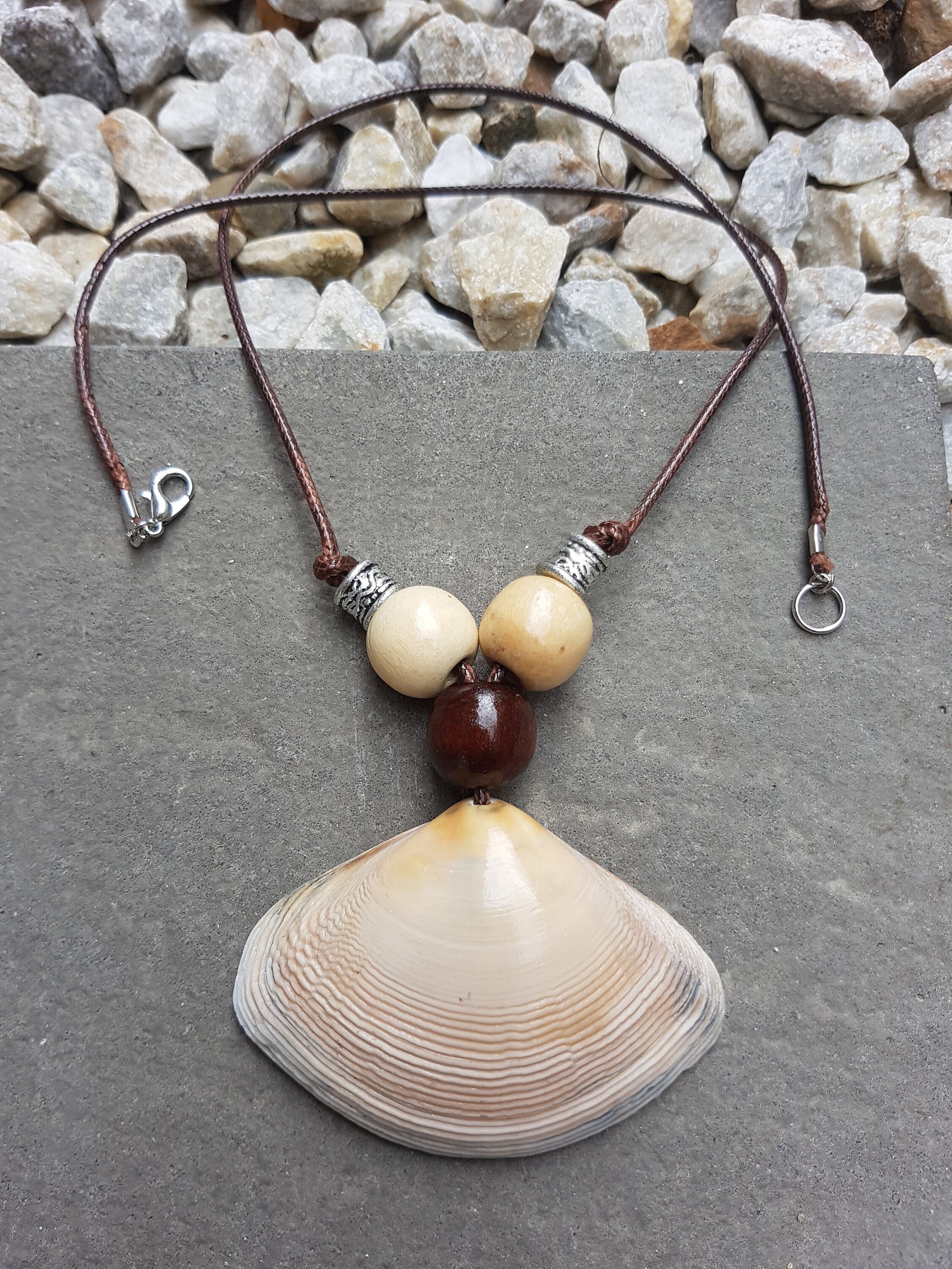 Light Brown Natural Seashell Necklace, Choker Handmade Necklace, Collar ...