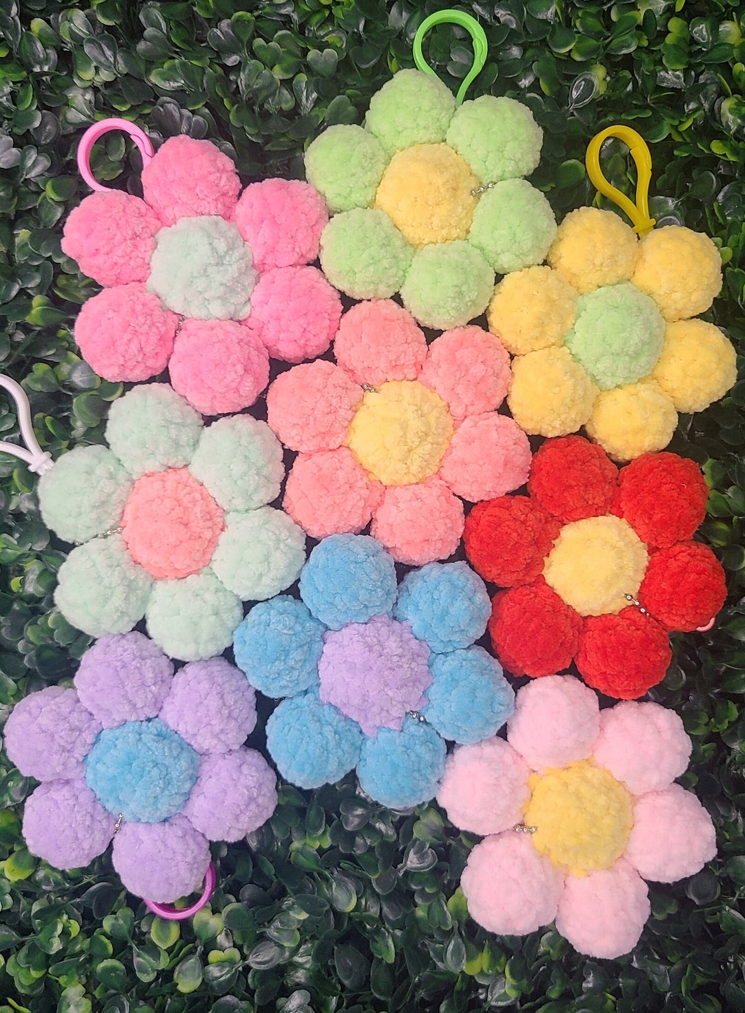 Crochet Flower Keychain Spring Flower Keychain Handmade Spring Crochet ...