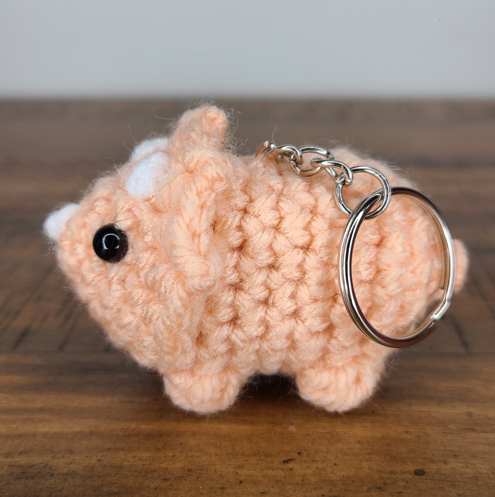 Dinosaur Keychain Crochet Triceratops Keychain Handmade Amigurumi ...