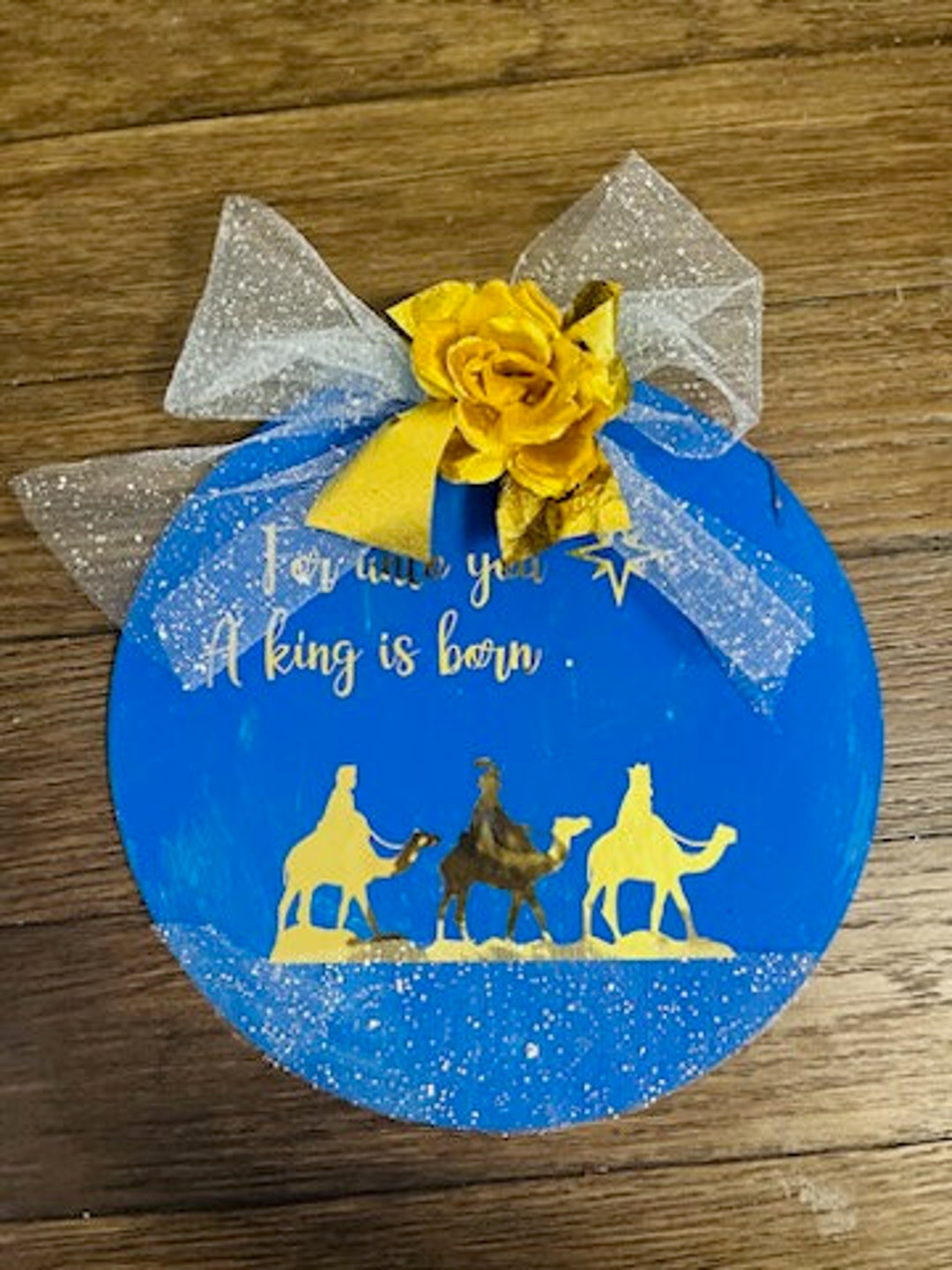 For Unto You a King is Born Three Kings Wooden Door Wreath, Christmas ...