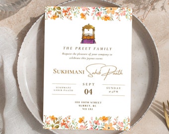 Sukhmani Sahib Paath Invitation for Wedding Anniversary, Digital Sikh ...