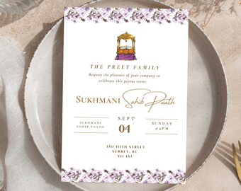 Sukhmani Sahib Paath Invitation | Sikh Invitations | Digital, Editable ...