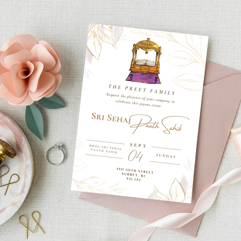 Sri Sehaj Paath Invitation | Sikh Invitations| Digital, Editable, DIY ...