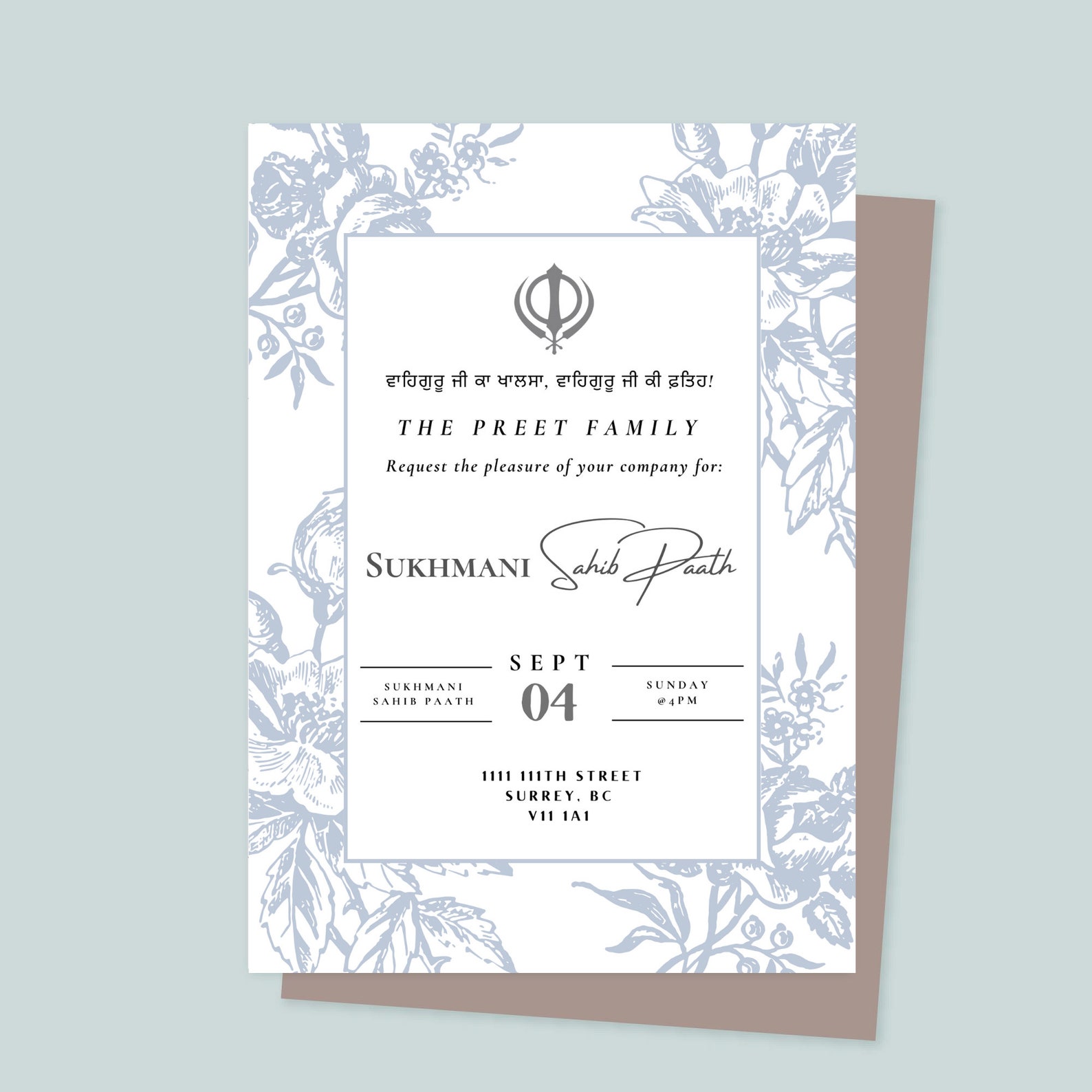 Sukhmani Sahib Paath Invitation | Sikh Invitations | Digital, Editable ...