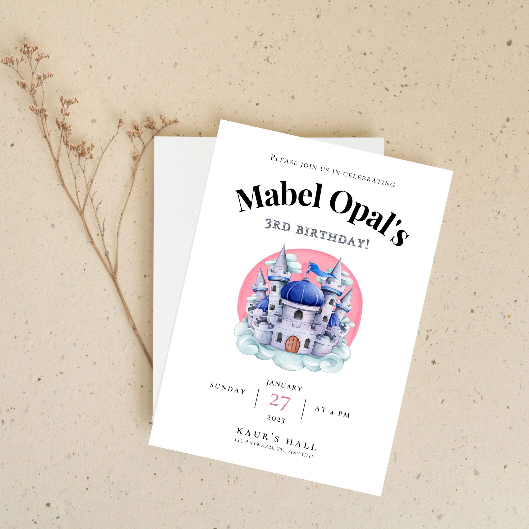 Birthday Castle Party Invitation | Instant Digital Birthday Invite ...