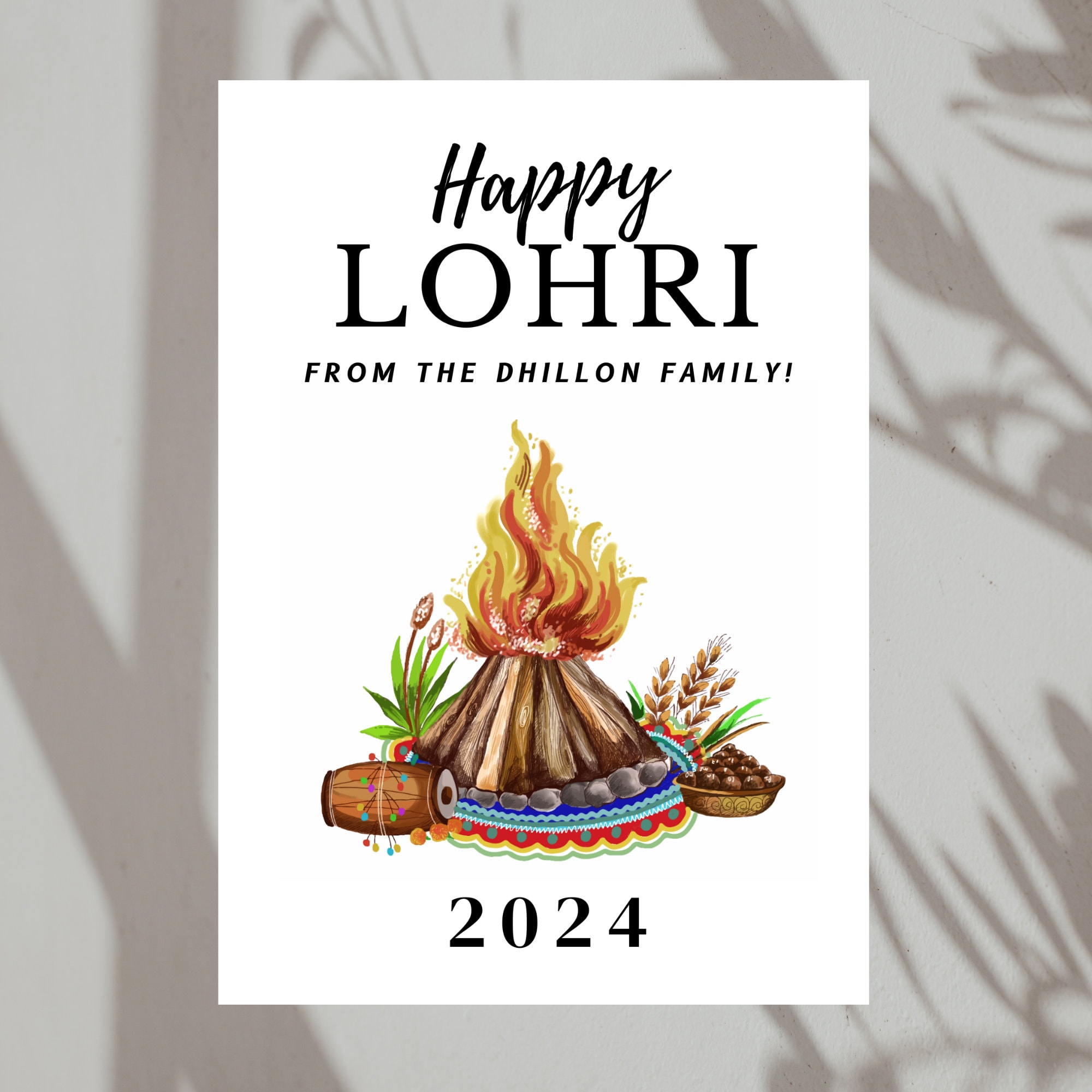 Happy Lohri Card| Lohri Celebration | Editable DIY | Digital Download ...