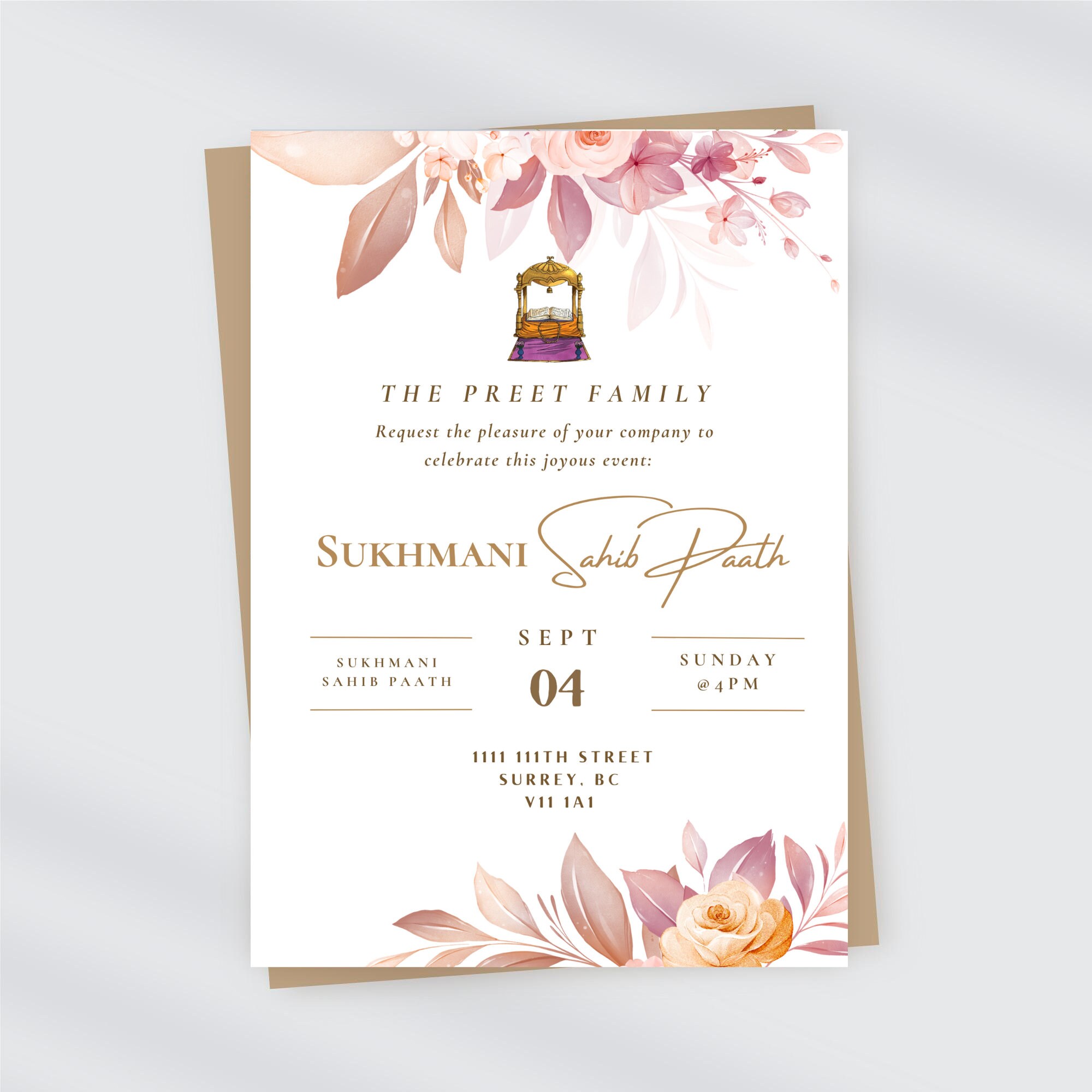 Sukhmani Sahib Paath Invitation | Sikh Invitations | Digital, Editable ...