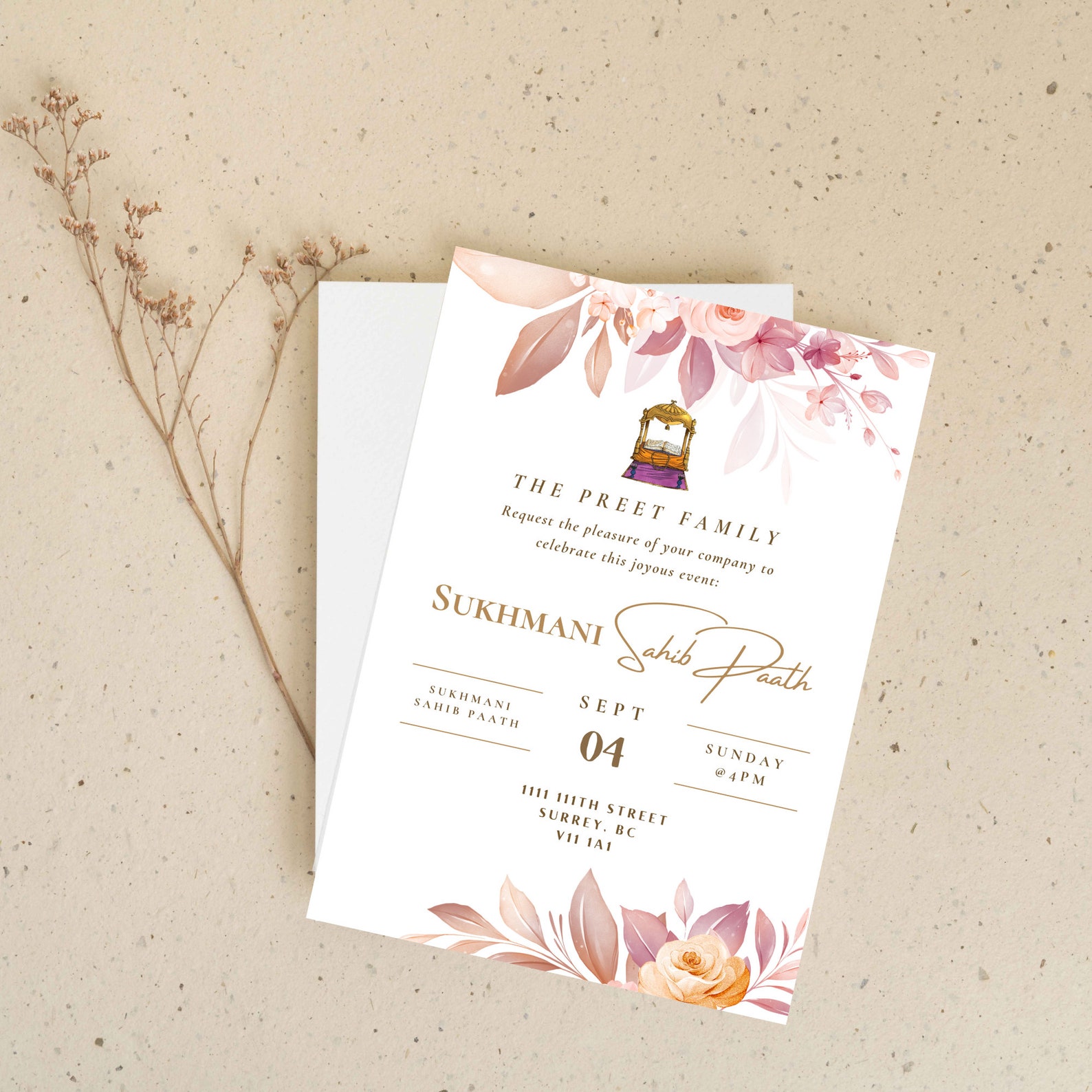 Sukhmani Sahib Paath Invitation | Sikh Invitations | Digital, Editable ...