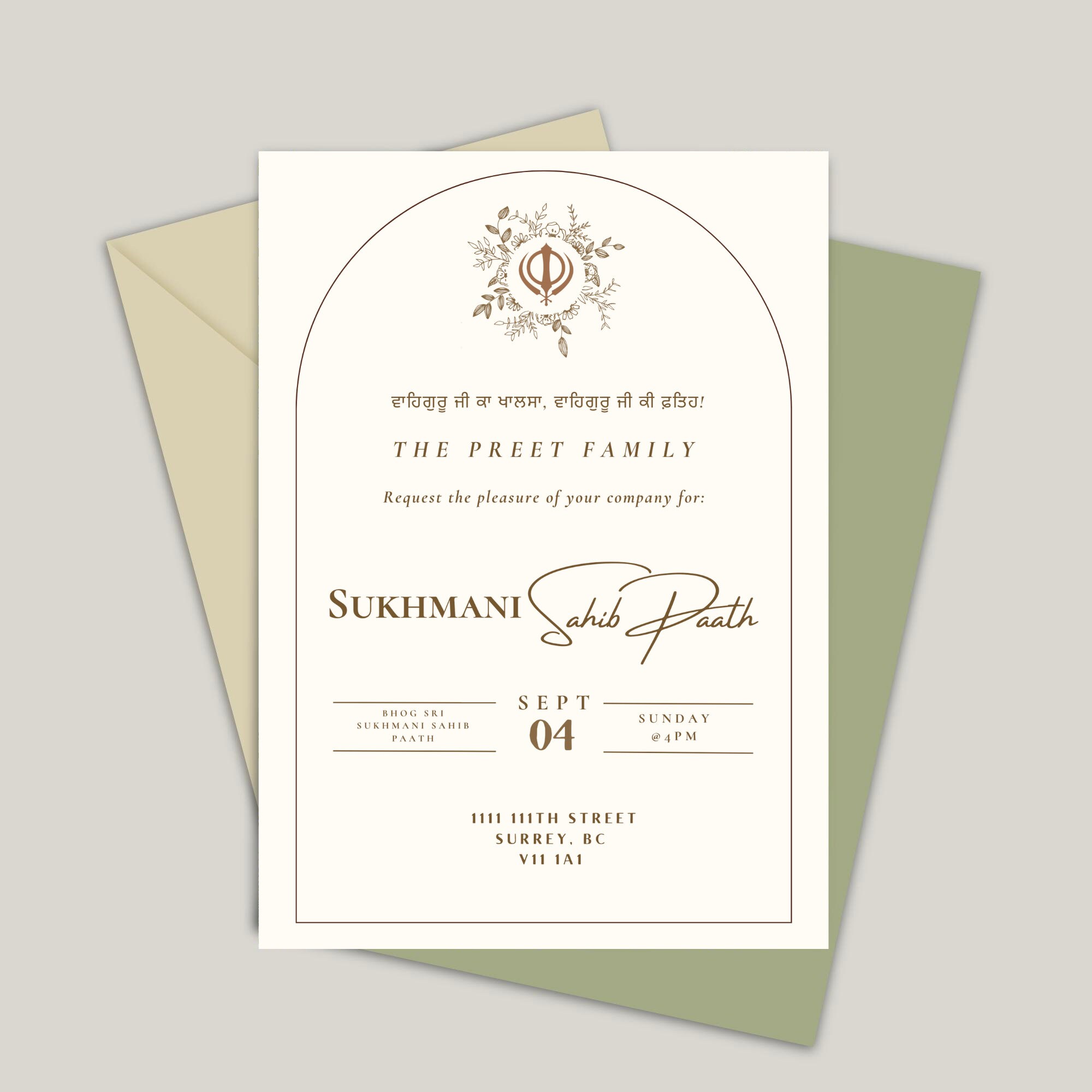 Sukhmani Sahib Paath Invitation | Sikh Invitations | Digital, Editable ...