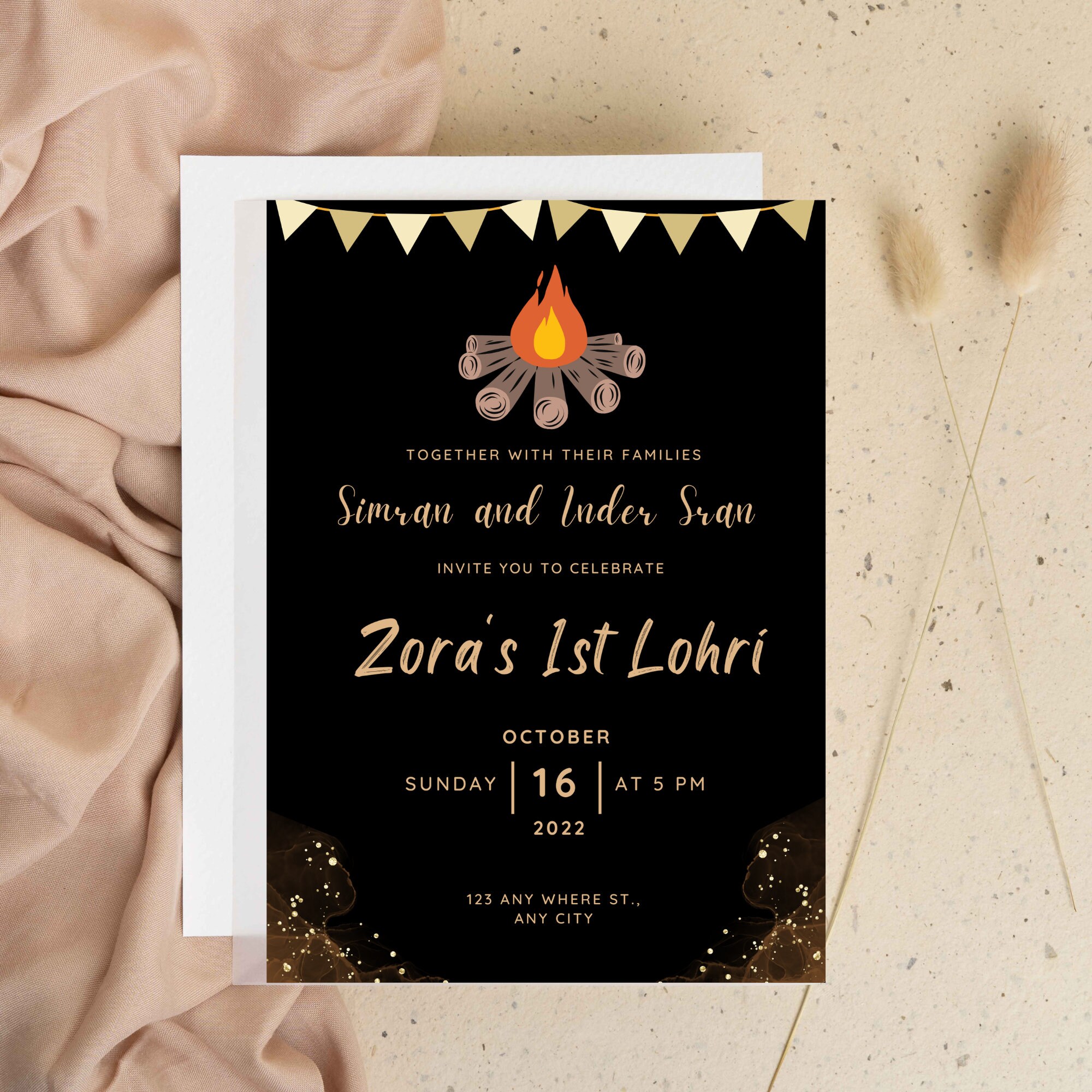 Lohri Invitation Lohri Celebration Editable DIY Digital Download ...