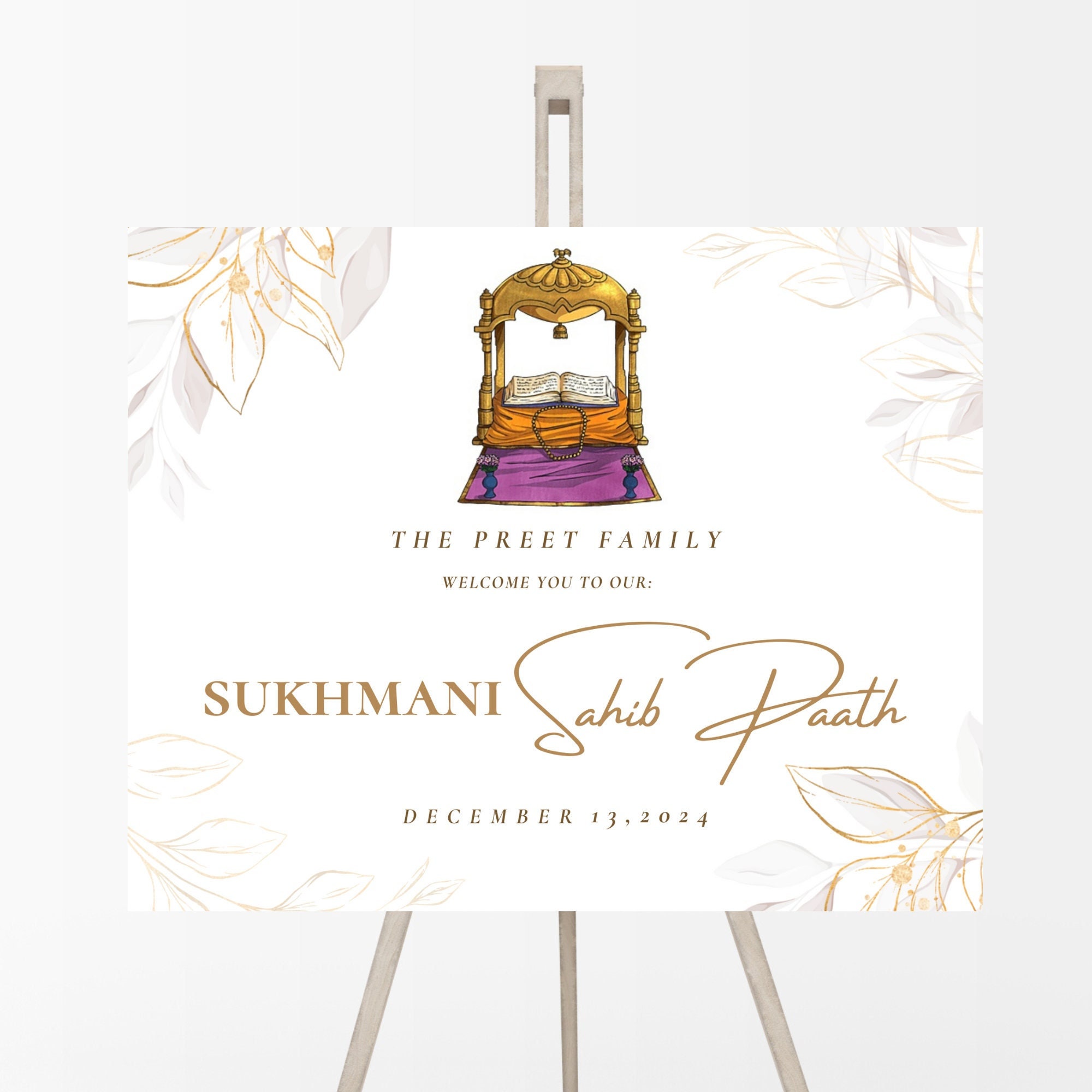 Sukhmani Sahib Welcome Sign | Sikh Welcome Sign | Digital, Editable ...