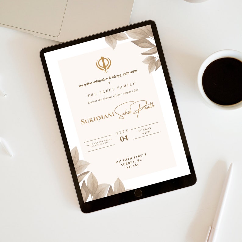 Sukhmani Sahib Paath Invitation | Sikh Invitations | Digital, Editable ...