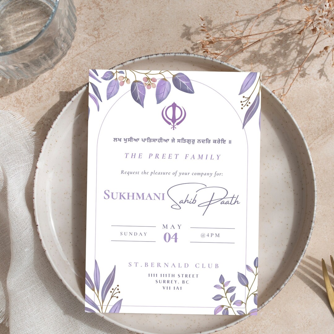 Sukhmani Sahib Paath Invitation | Sikh Invitations | Digital, Editable ...