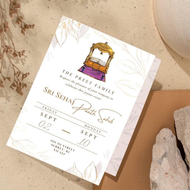 Sri Sehaj Paath Invitation | Sikh Invitations| Digital, Editable, DIY ...