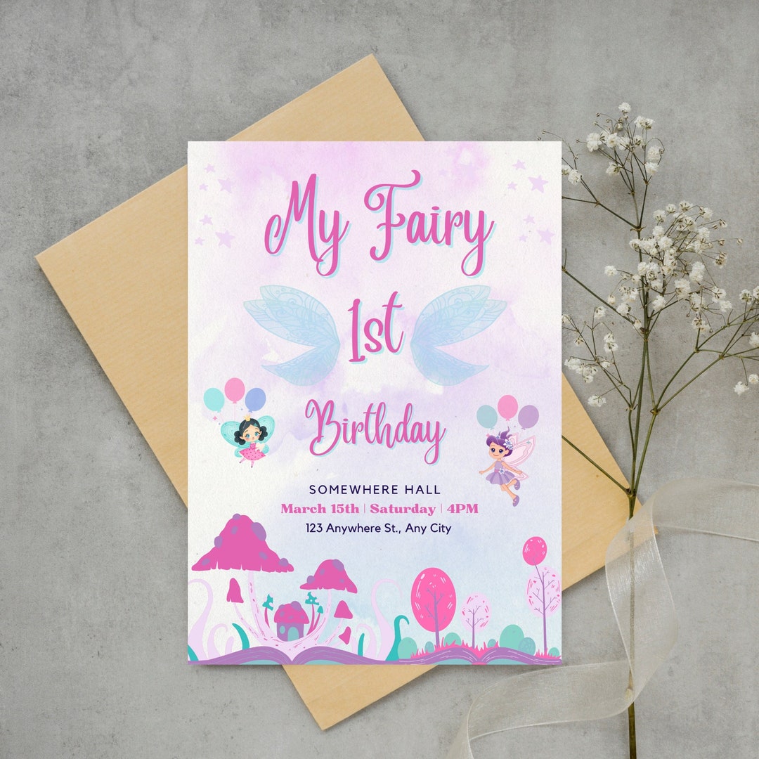 My Fairy First Birthday Invitation | Instant Digital Birthday Invite ...