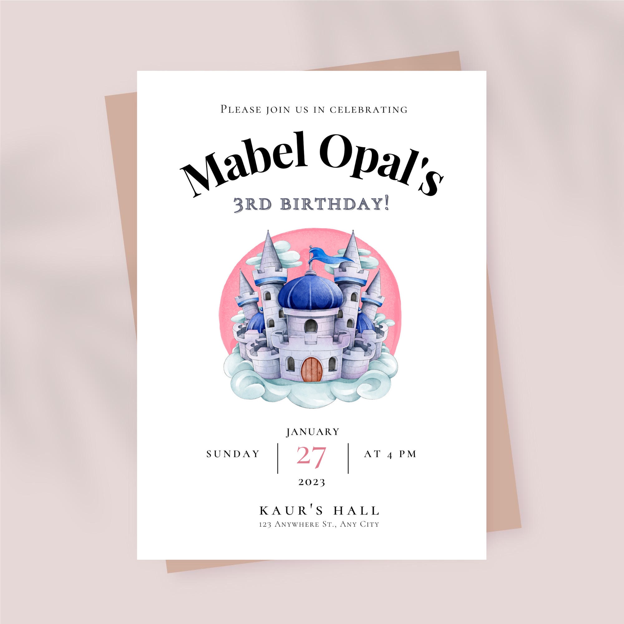 Birthday Castle Party Invitation | Instant Digital Birthday Invite ...