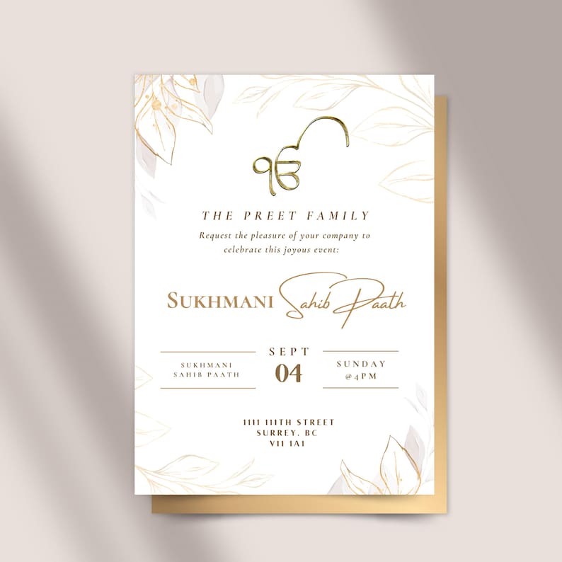 Sukhmani Sahib Paath Invitation | Sikh Invitations | Digital, Editable ...