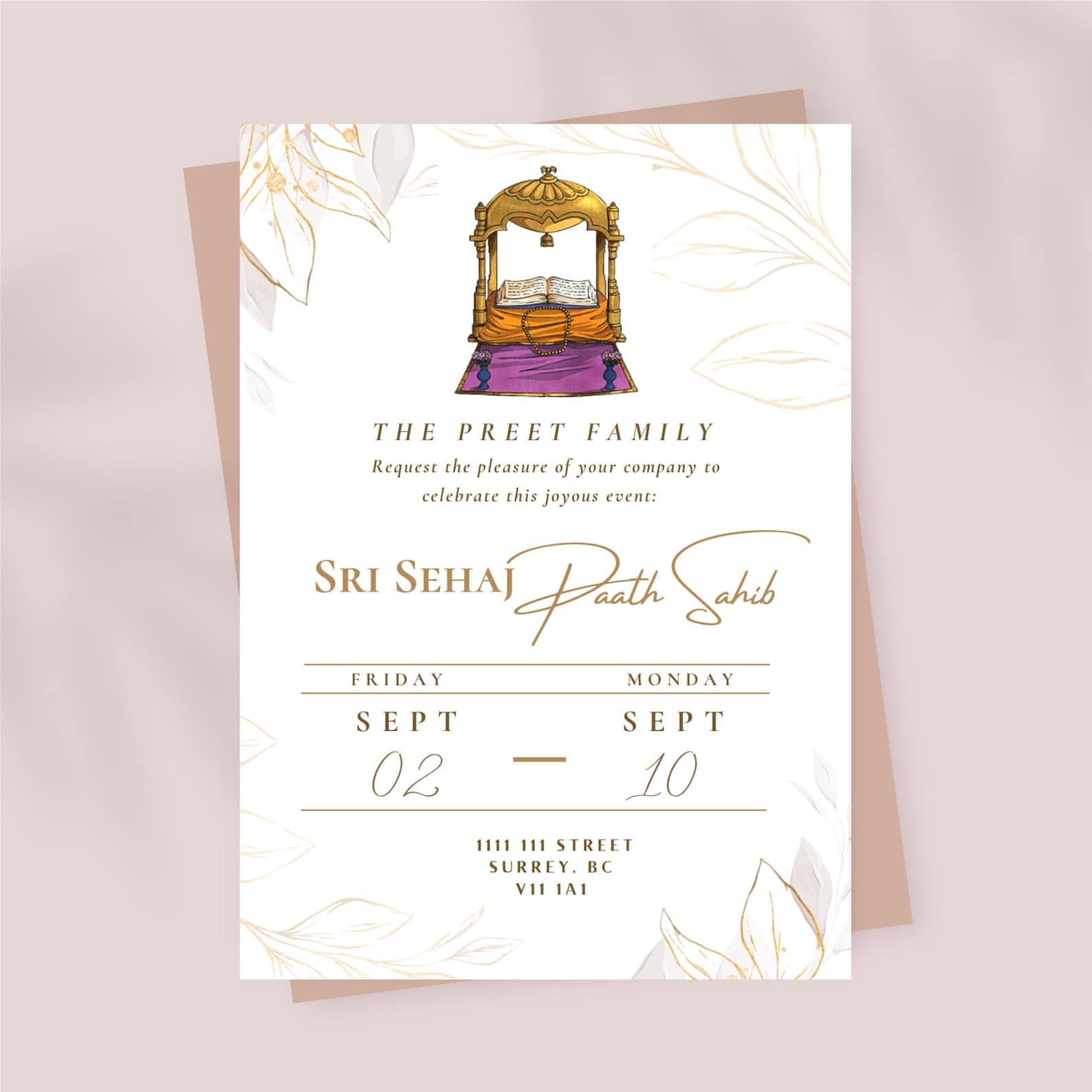 Sri Sehaj Paath Invitation | Sikh Invitations| Digital, Editable, DIY ...