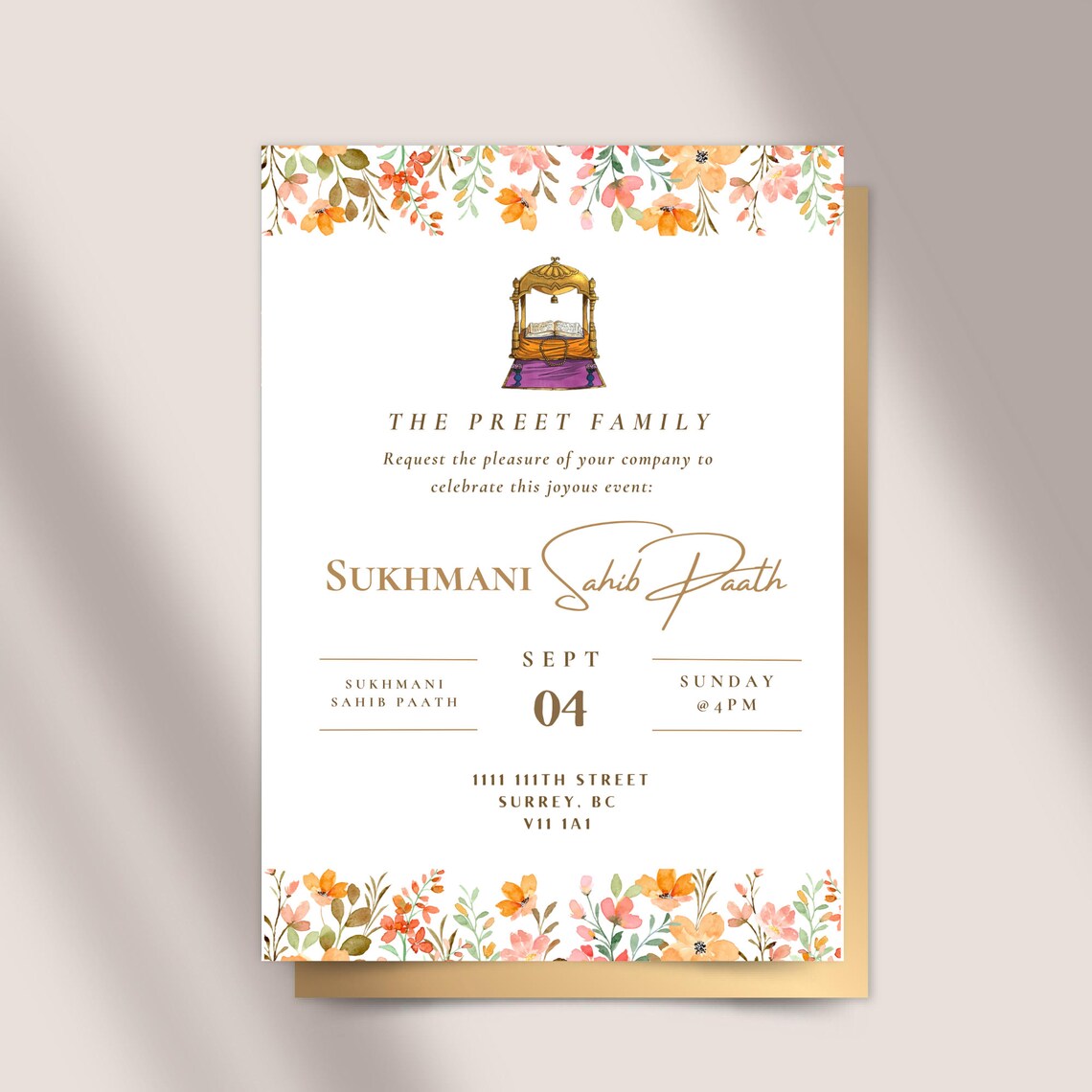 Sukhmani Sahib Paath Invitation | Sikh Invitations | Digital, Editable ...