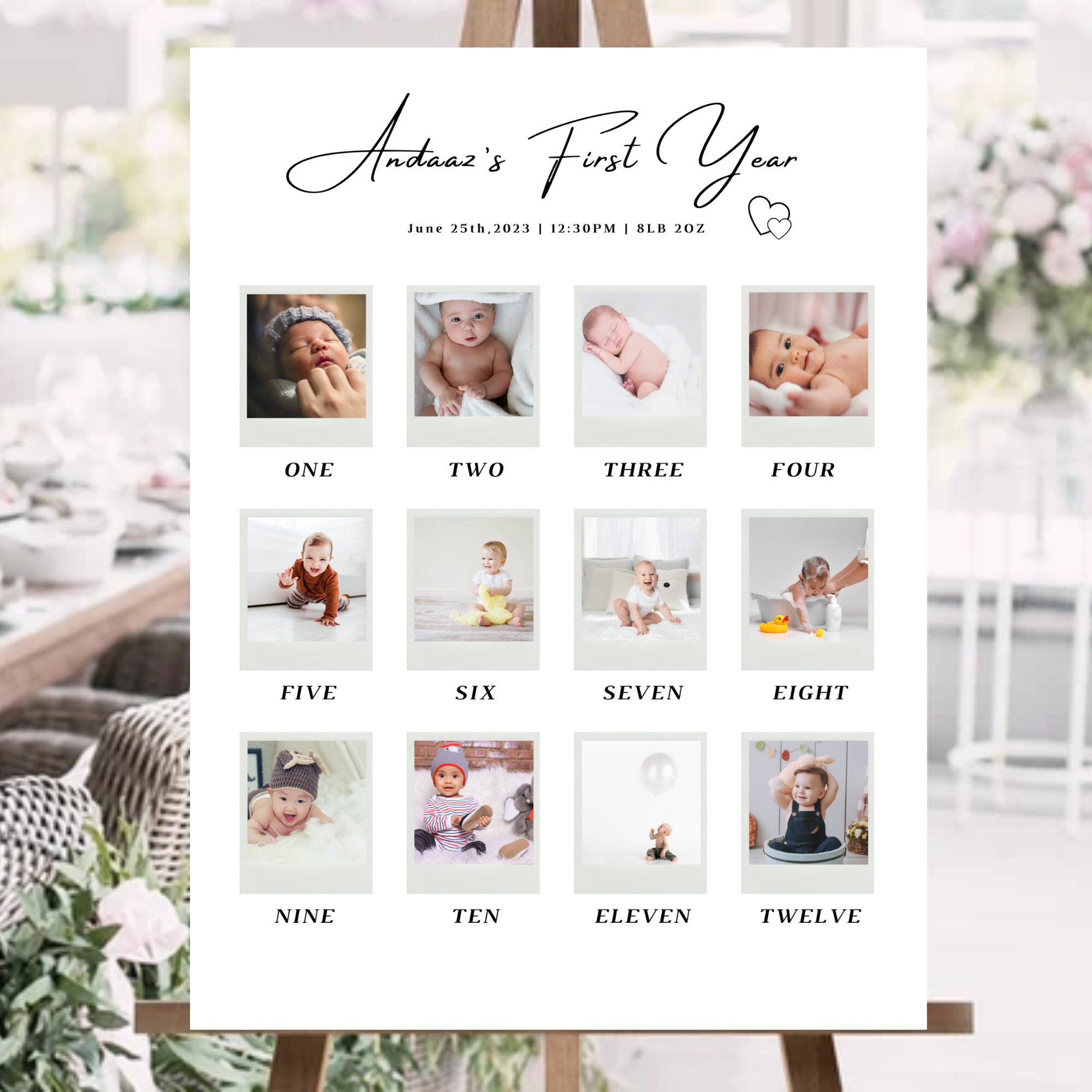 First Year Picture Sign | Digital, Editable, DIY Printable Sign - Etsy