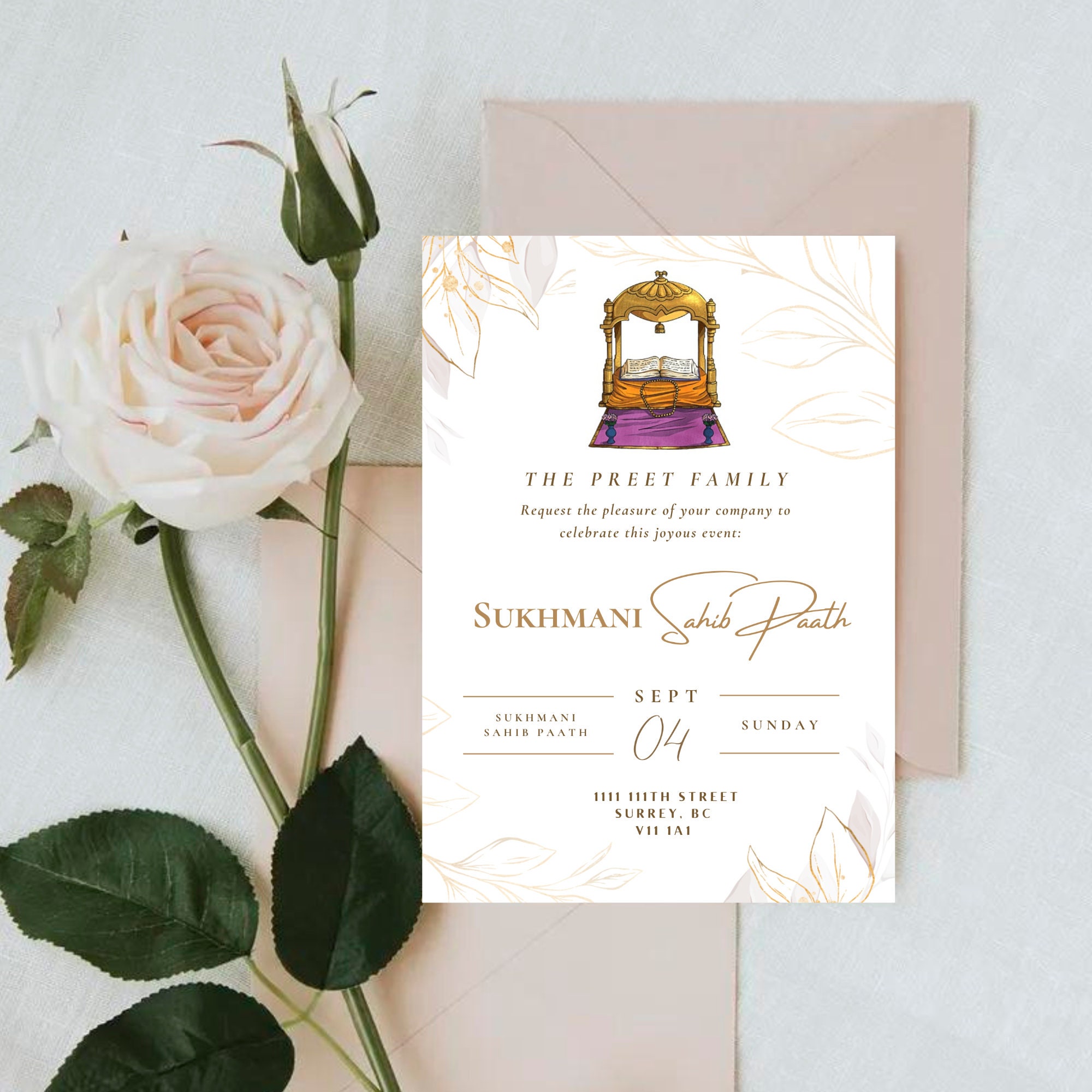 Sukhmani Sahib Paath Invitation | Sikh Invitations | Digital, Editable ...