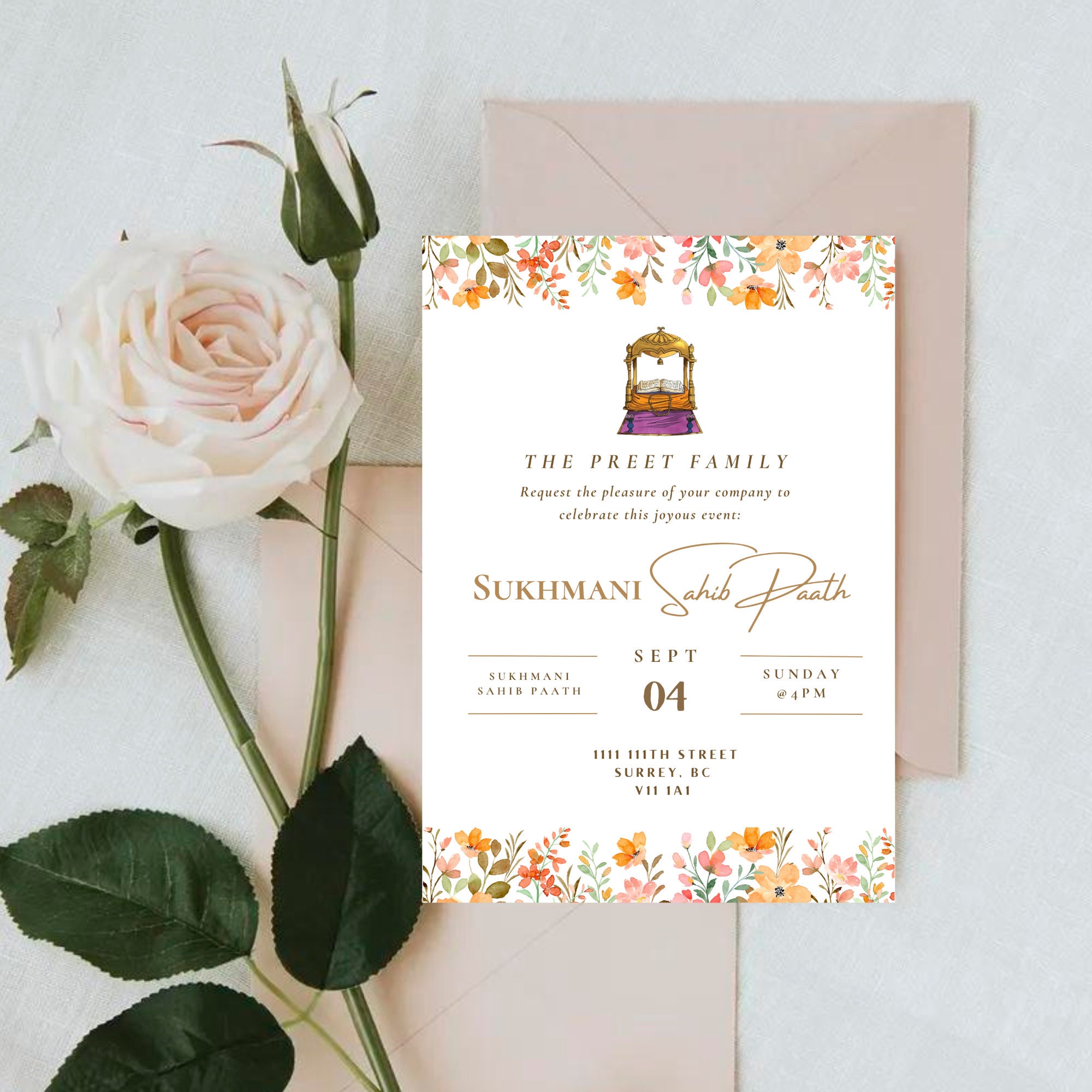Sukhmani Sahib Paath Invitation | Sikh Invitations | Digital, Editable ...