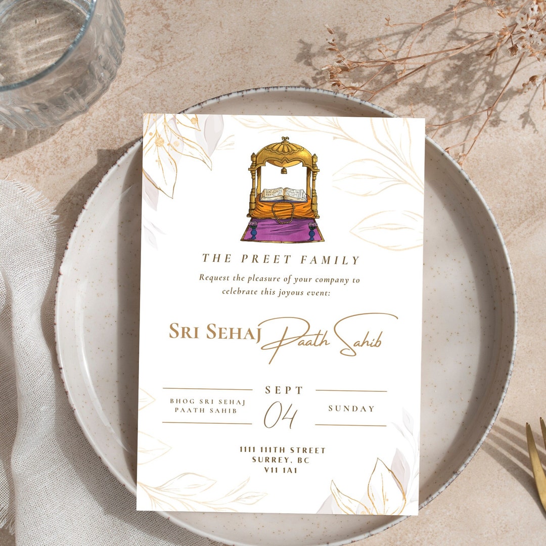 Sri Sehaj Paath Invitation | Sikh Invitations| Digital, Editable, DIY ...
