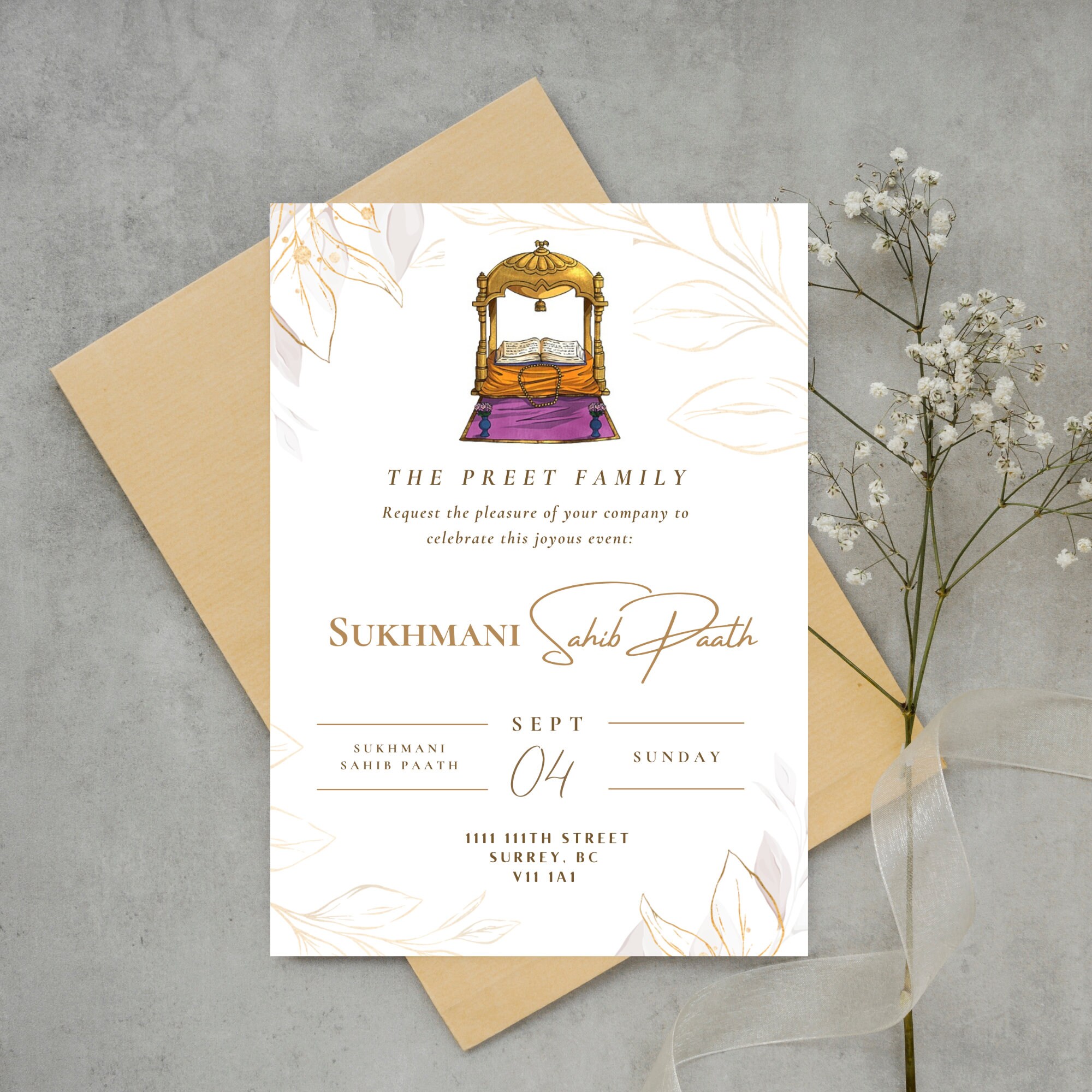 Sukhmani Sahib Paath Invitation | Sikh Invitations | Digital, Editable ...