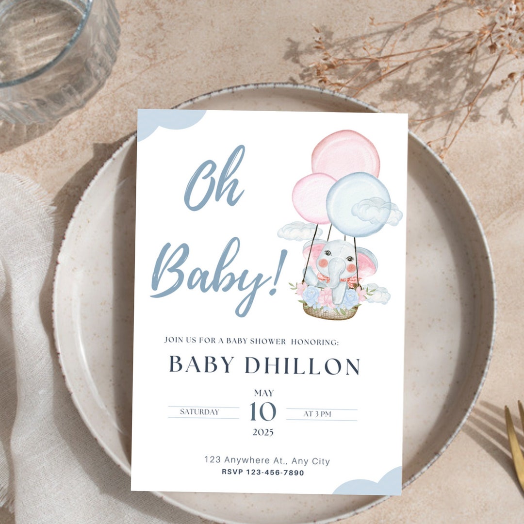 Baby Shower Invitation | Baby Boy Invite | Baby | Editable DIY Invite ...