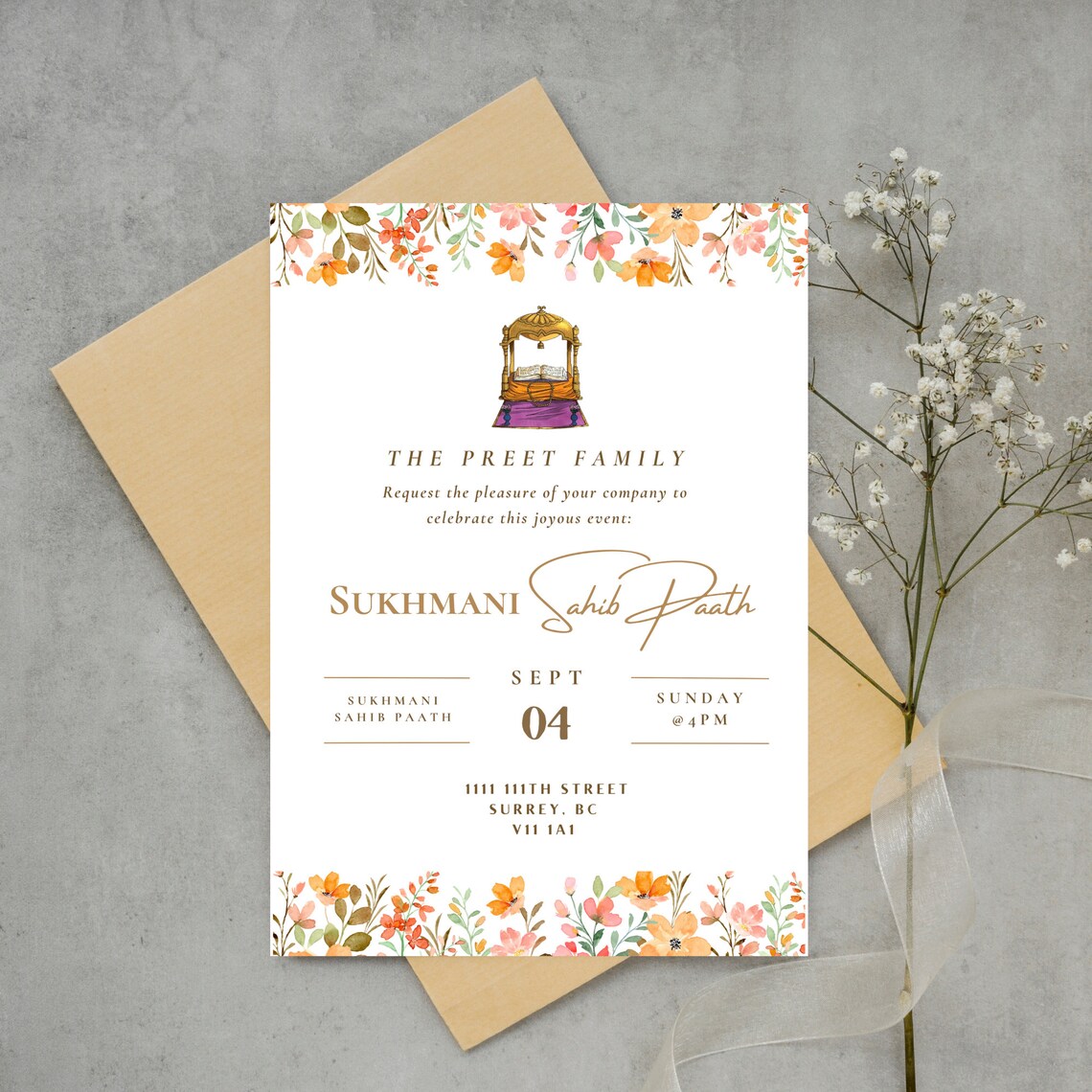 Sukhmani Sahib Paath Invitation Sikh Invitations Digital - Etsy Canada