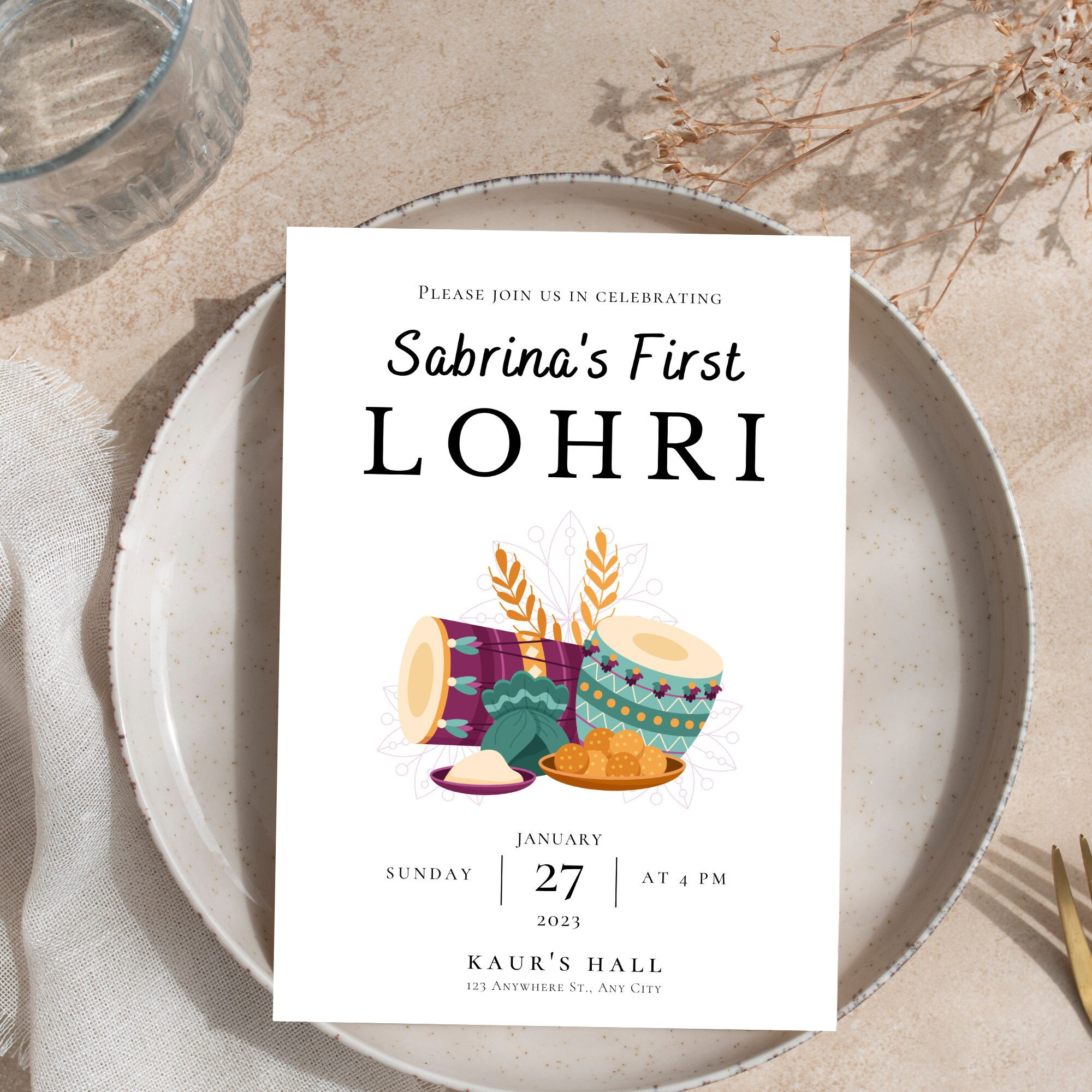 Lohri Invitation | Lohri Celebration | Editable DIY | Digital Download ...