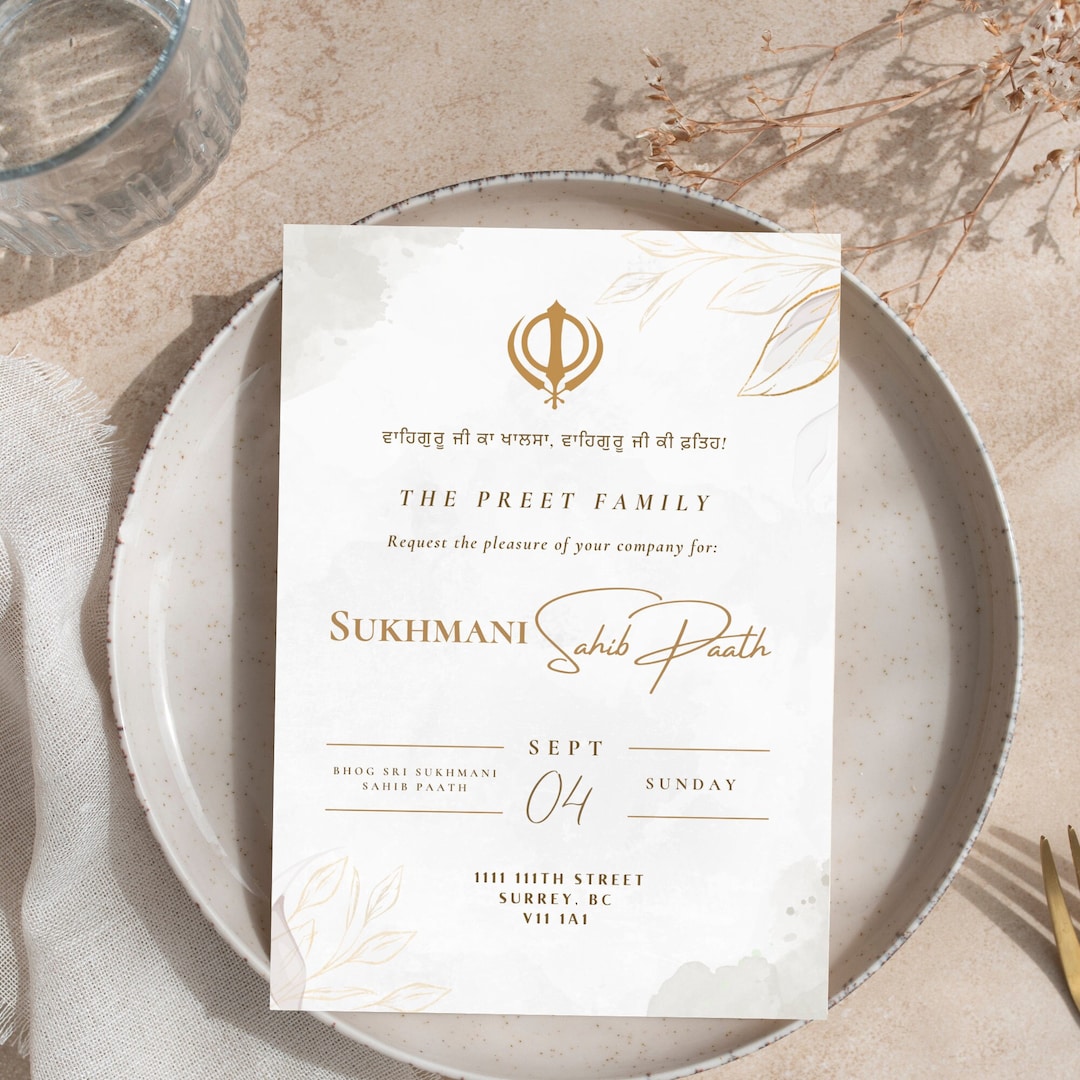 Sukhmani Sahib Paath Invitation | Sikh Invitations | Digital, Editable ...