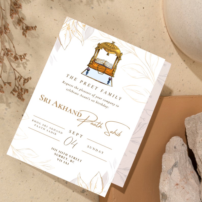 Blue Sri Akhand Paath Invitation | Sikh Invitations| Birthday Paath ...
