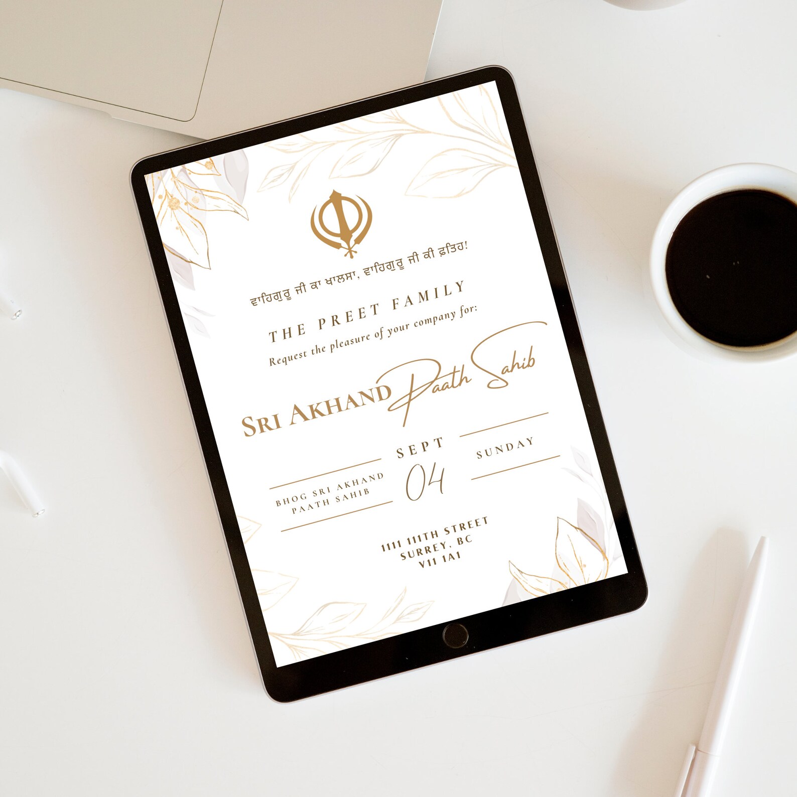 Sri Akhand Paath Invitation | Sikh Invitations| Digital, Editable, DIY ...