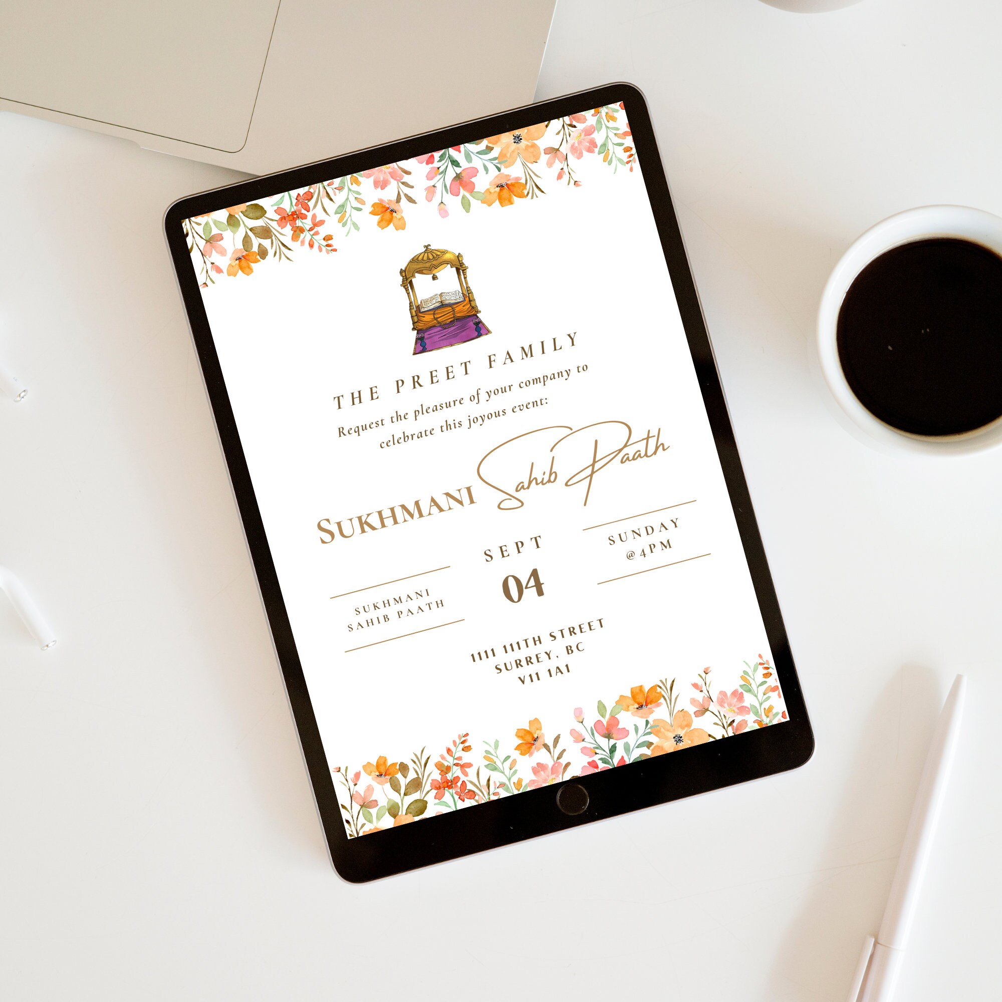 Sukhmani Sahib Paath Invitation | Sikh Invitations | Digital, Editable ...