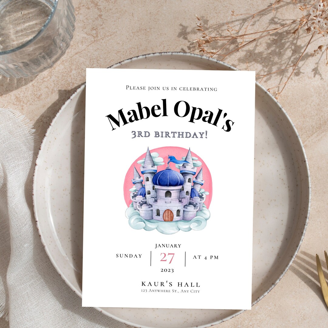 Birthday Castle Party Invitation | Instant Digital Birthday Invite ...