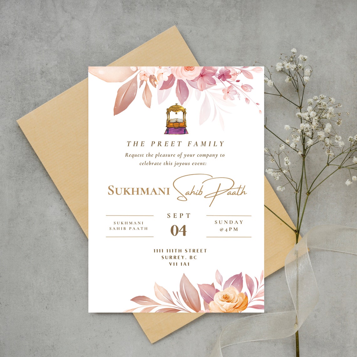 Sukhmani Sahib Paath Invitation | Sikh Invitations | Digital, Editable ...