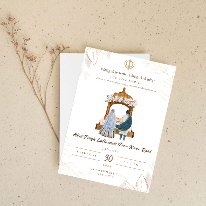 Sikh Wedding Invitation Minimalistic | Indian Wedding | Instant ...